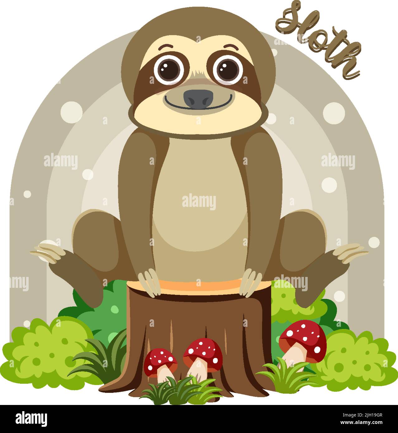 Cute sloth in cartoon flat style illustration Stock Vector Image & Art ...