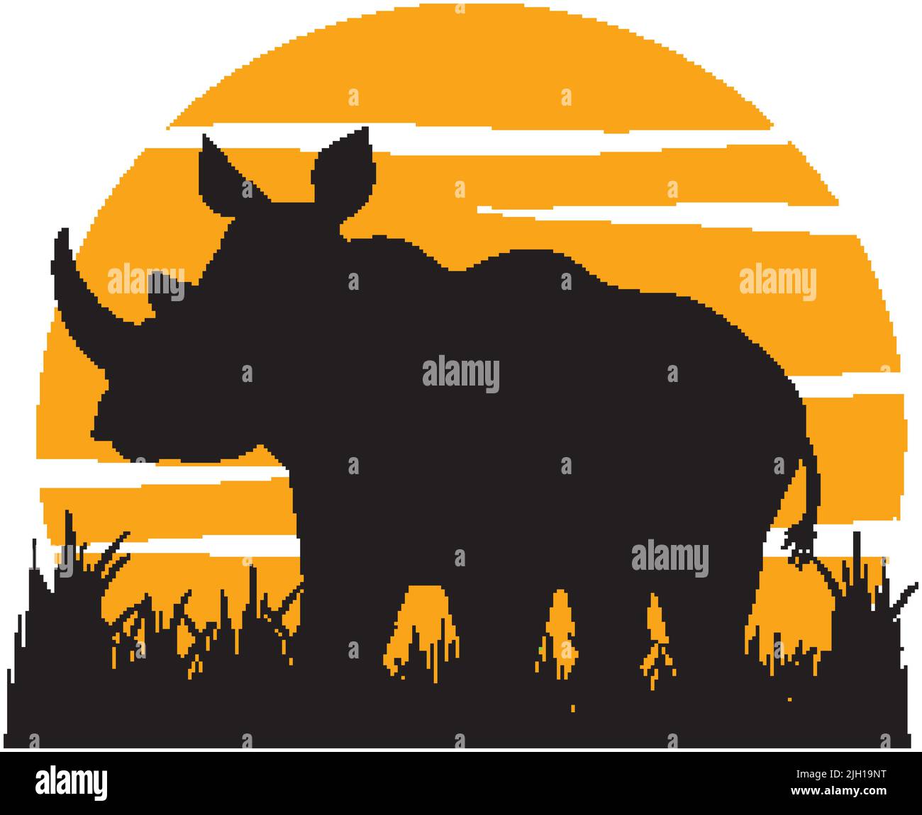 Silhouette rhinosaurus with heart illustration Stock Vector Image & Art ...