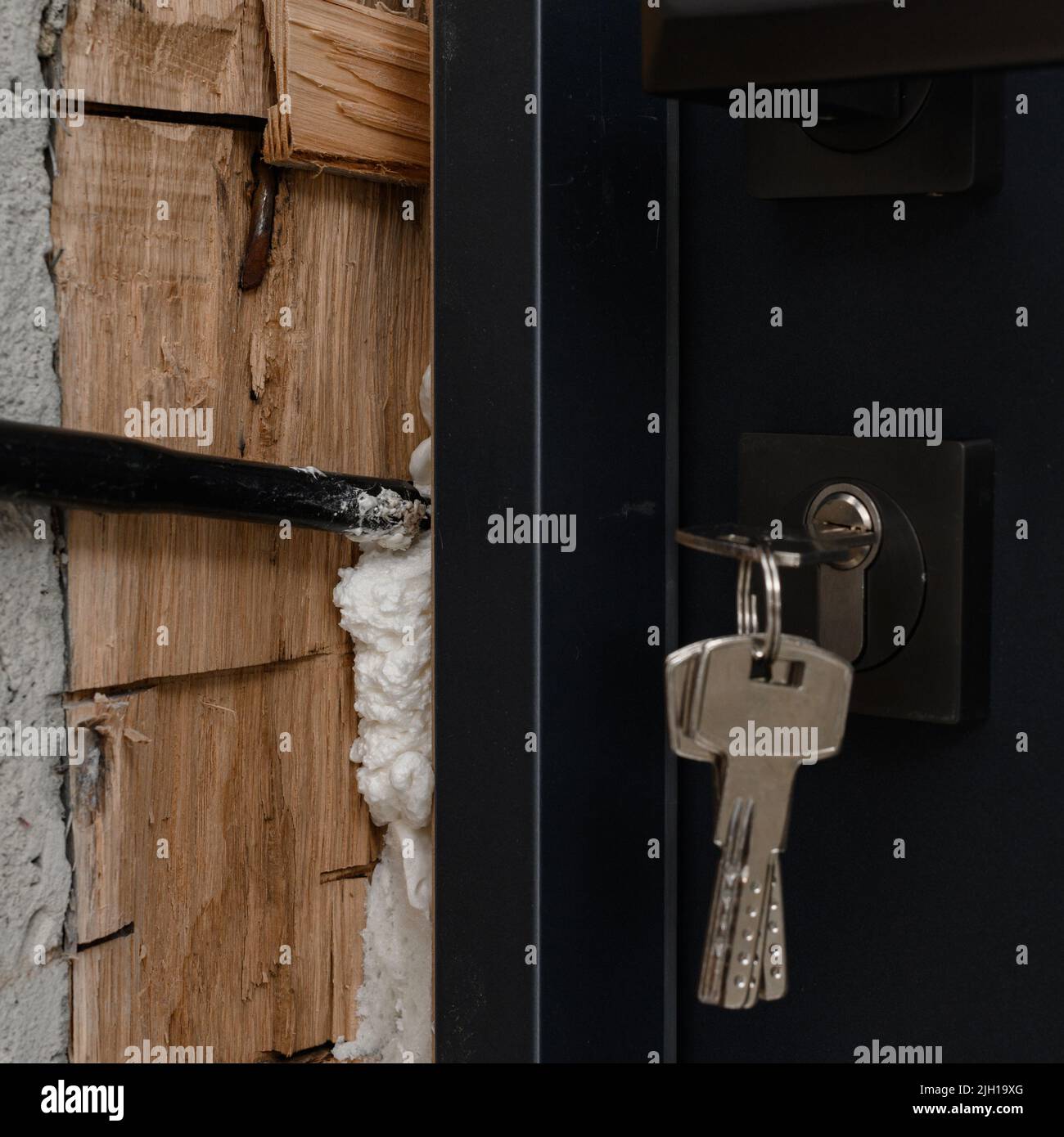 Keys in the door lock of the interior door Stock Photo - Alamy