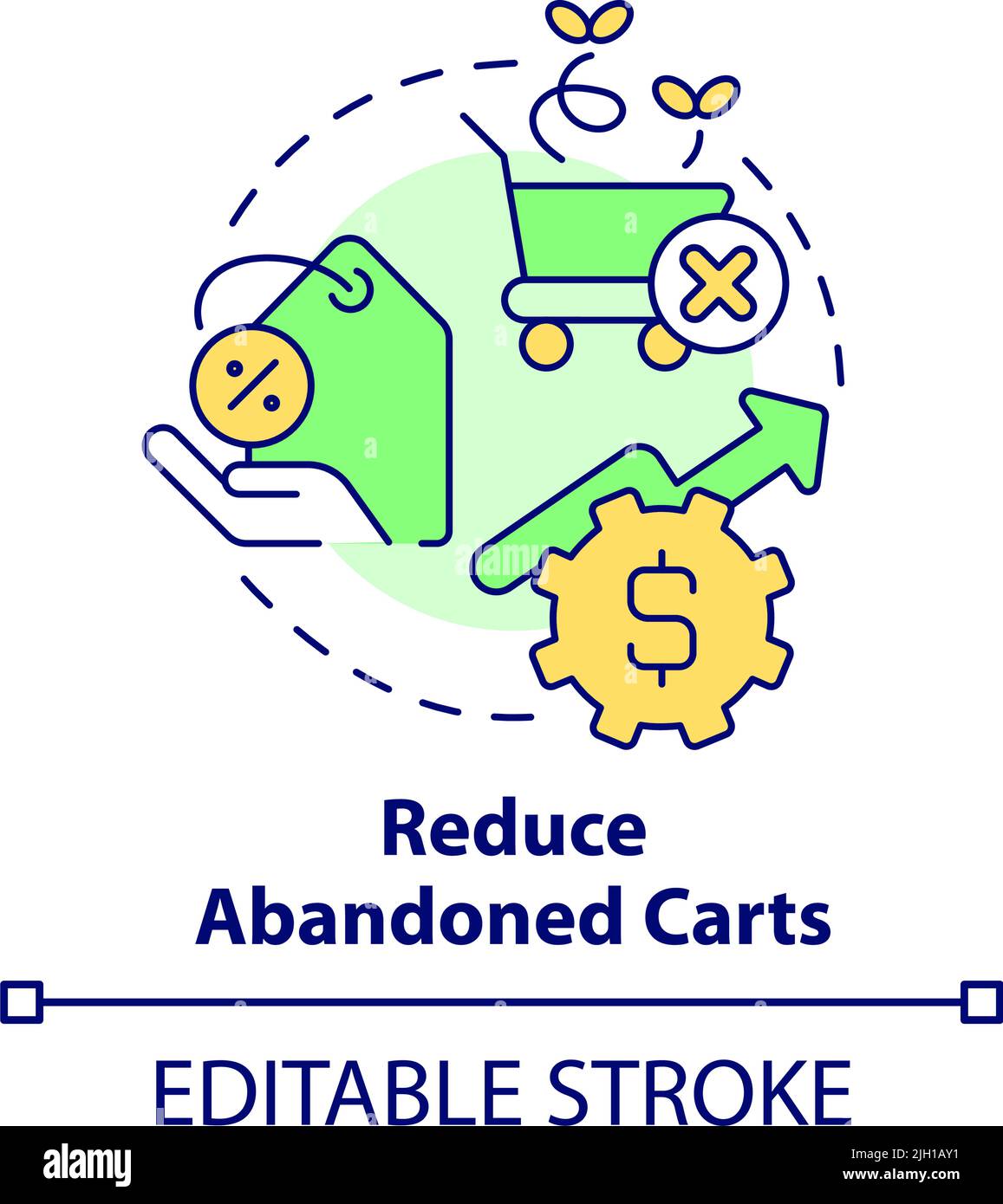 Reduce abandoned carts concept icon Stock Vector Image & Art - Alamy