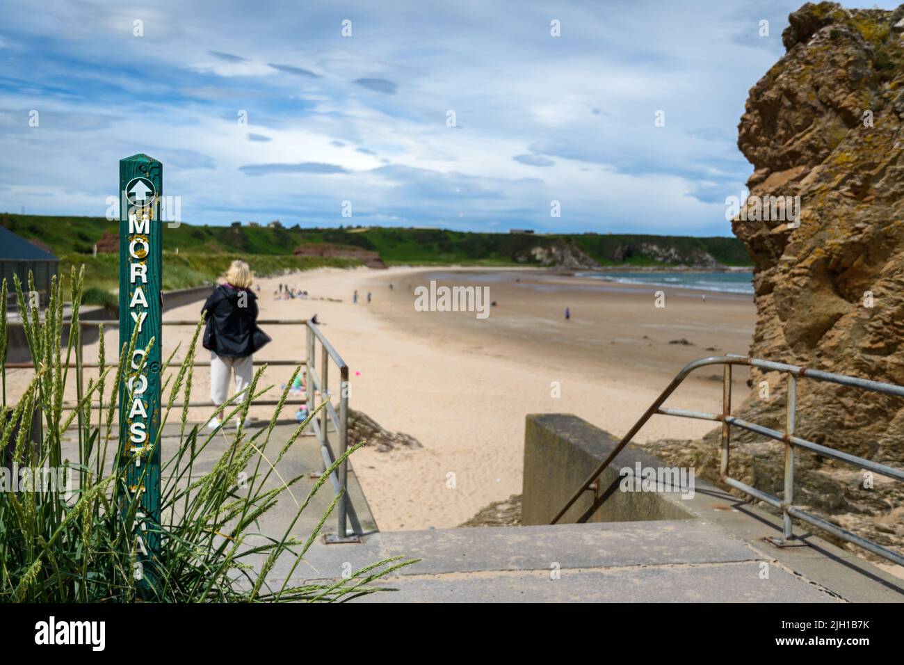 A view of Cullen Beach from the path to Portknockie on the Moray ...