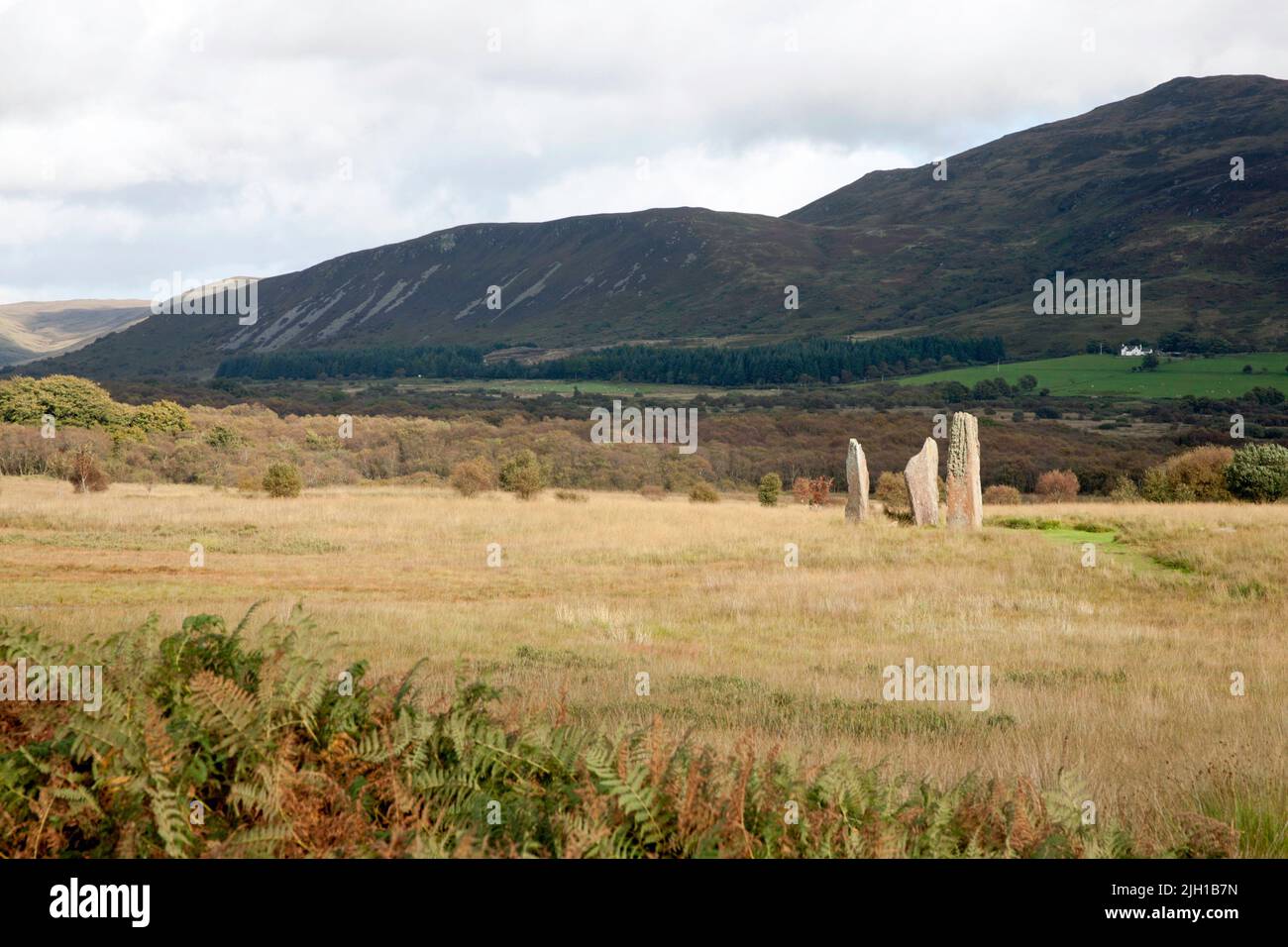 Neolithic standing stones and stone circle Machrie Moor Isle of Arran ...