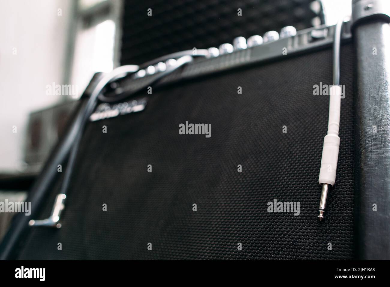 Electric guitar amplifier knobs closep Stock Photo - Alamy