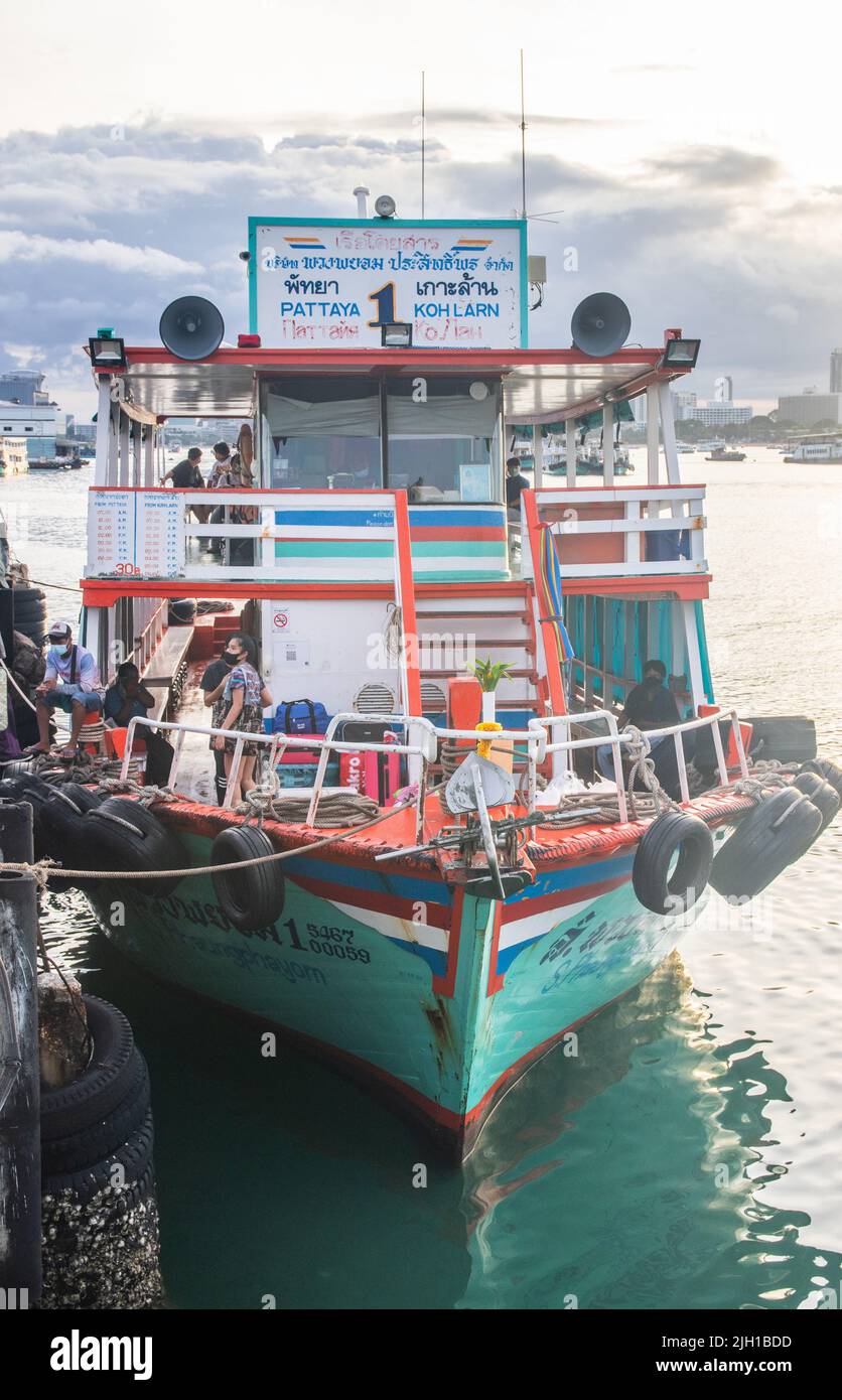 A ferry boat by the Bali Hai Pier in Pattaya District Chonburi Thailand ...