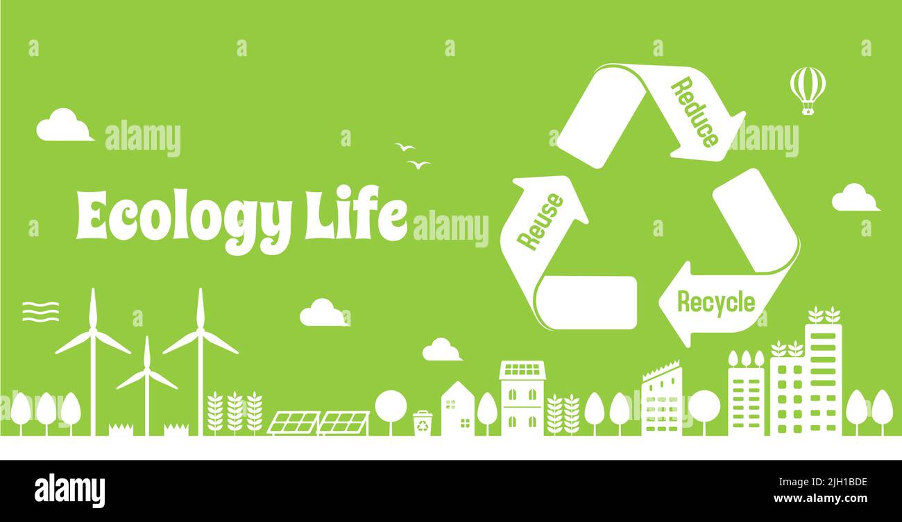Smart ecology city, ecology life vector banner illustration Stock ...