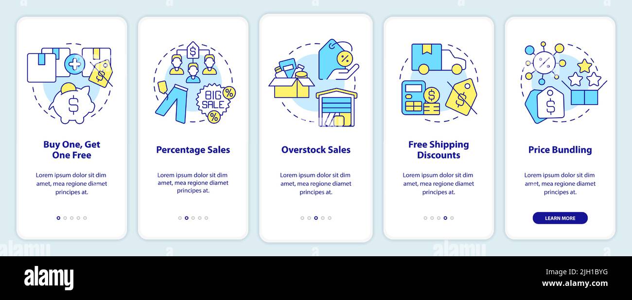 Types of discounts onboarding mobile app screen Stock Vector Image ...