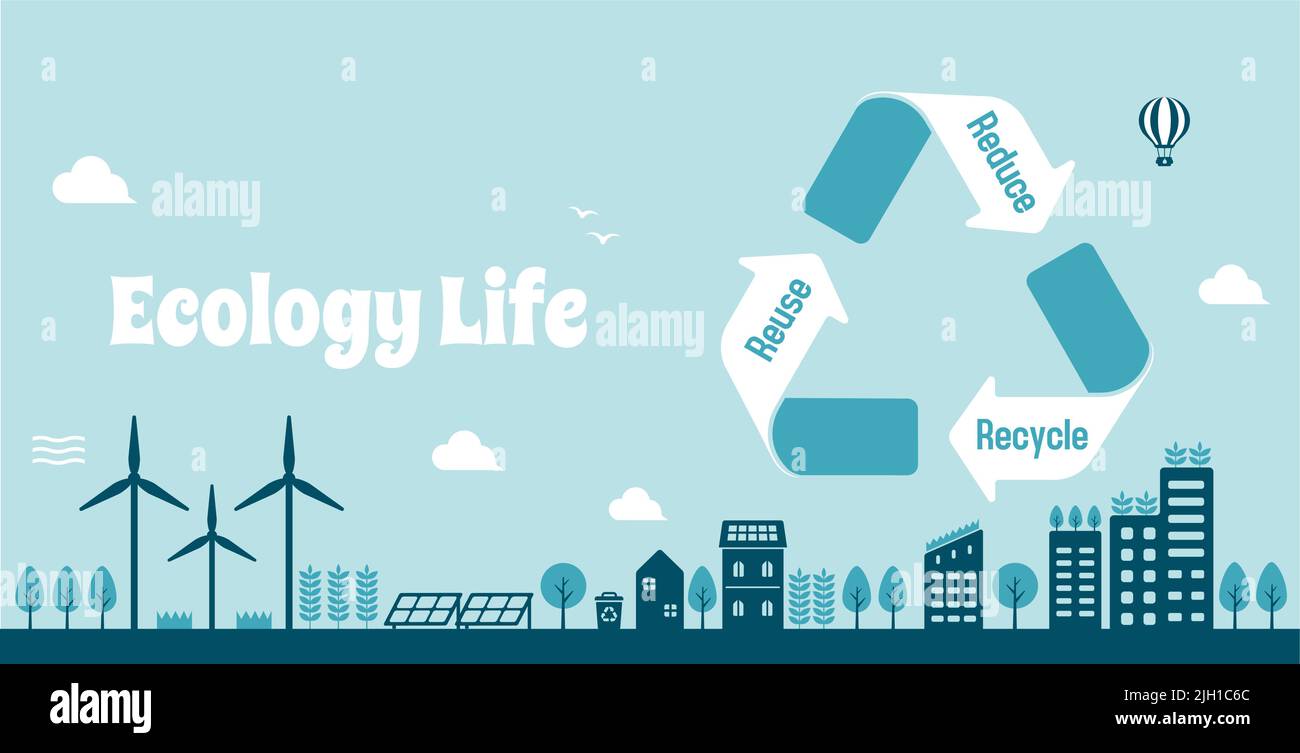 Smart ecology city, ecology life vector banner illustration Stock ...