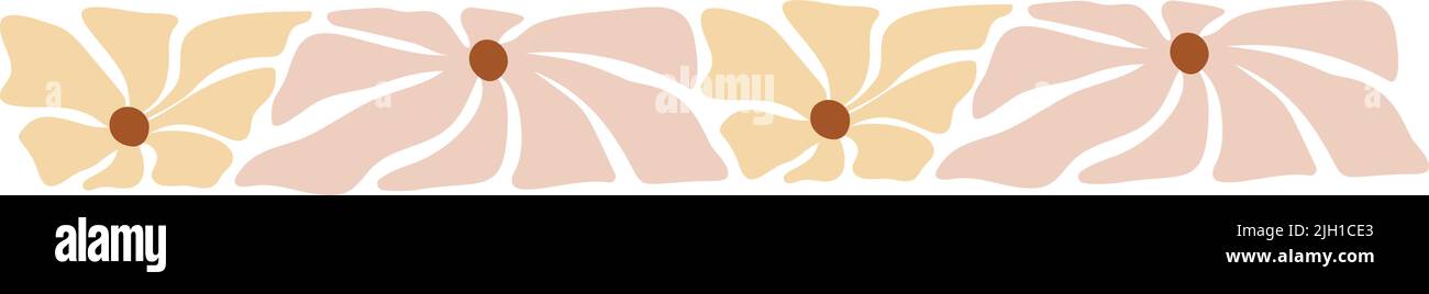 Vector 70s inspired border pattern in rectangular shape. Flower Groovy ...