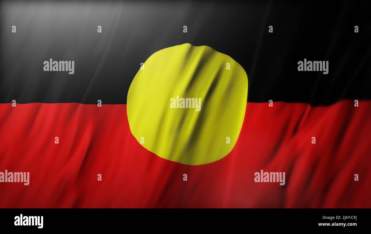Flag of Australian Aboriginal close up, 3D rendering Stock Photo - Alamy