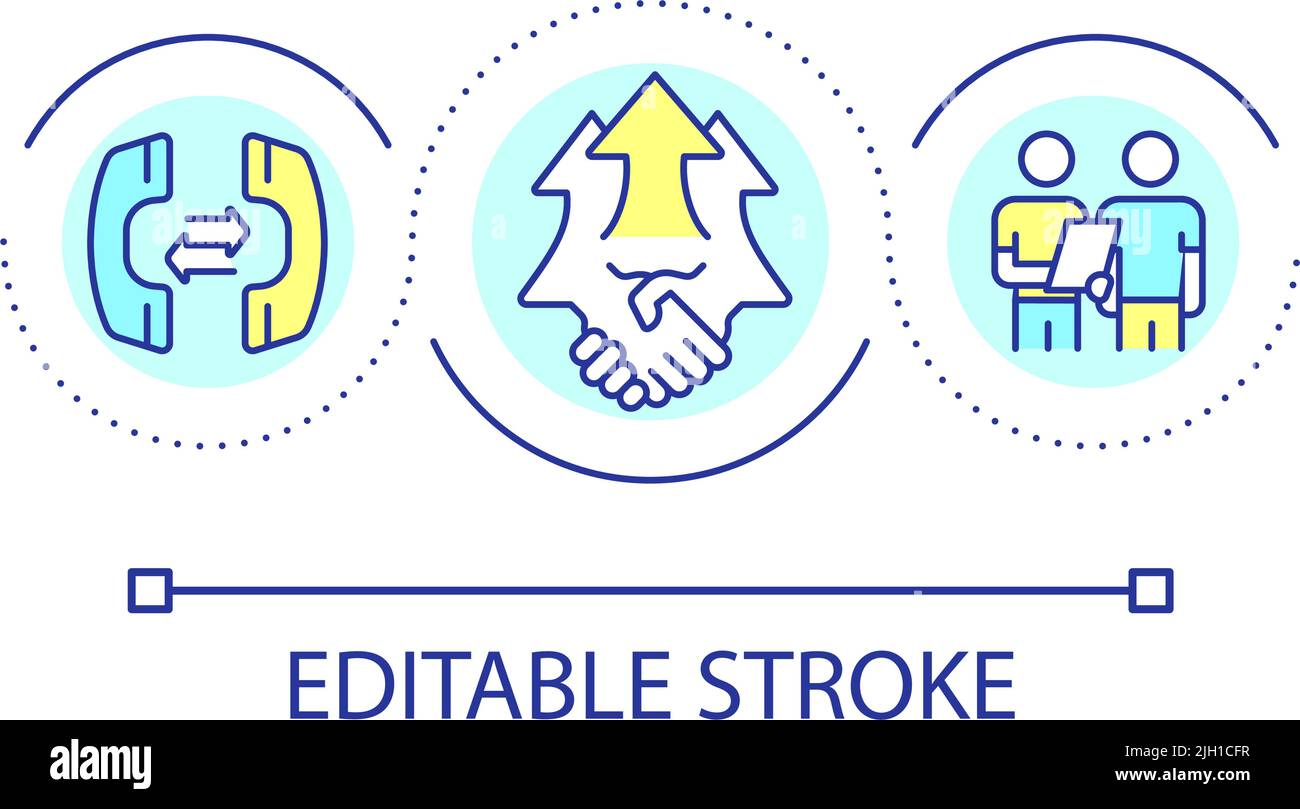 Establish business relationship with supplier loop concept icon Stock ...