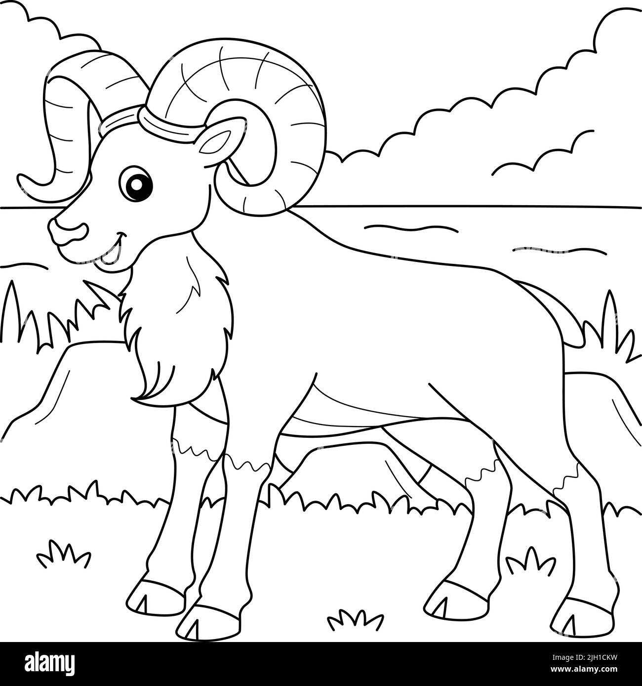 Urial Animal Coloring Page for Kids Stock Vector Image & Art - Alamy