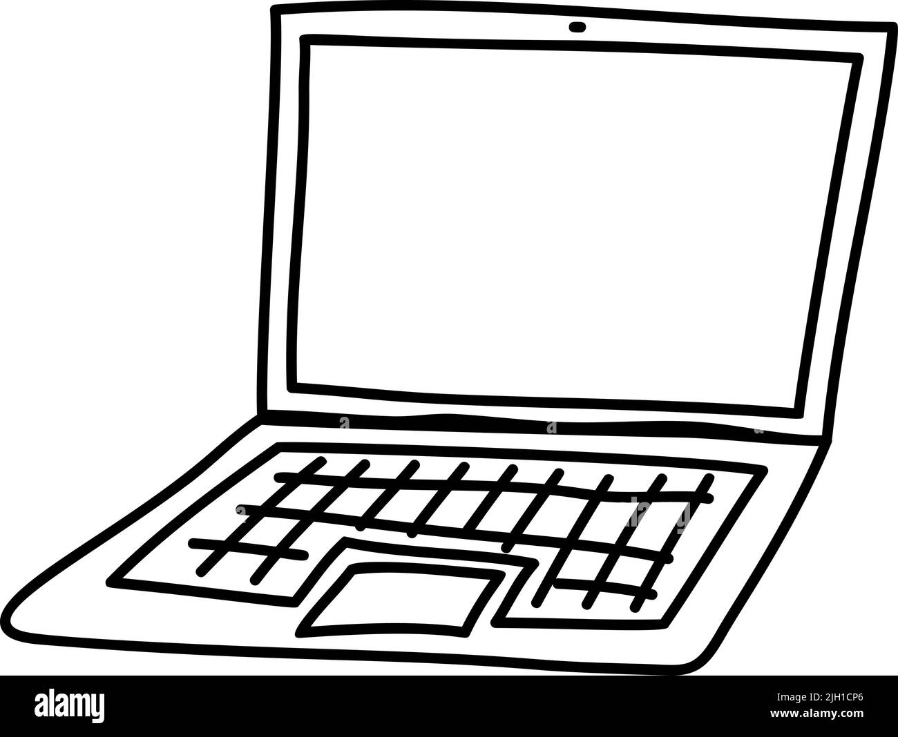 Hand drawn Doodle computer laptop icon in vector on lines isolated on a ...