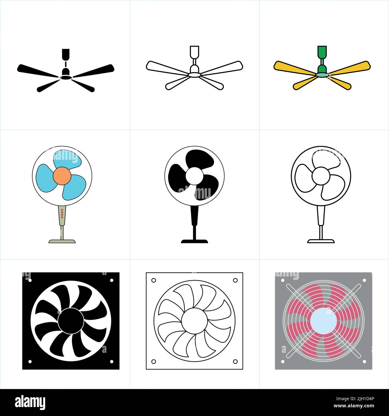 fan icon set vector. ceiling fan icon vector. Exhaust fan icon set ...