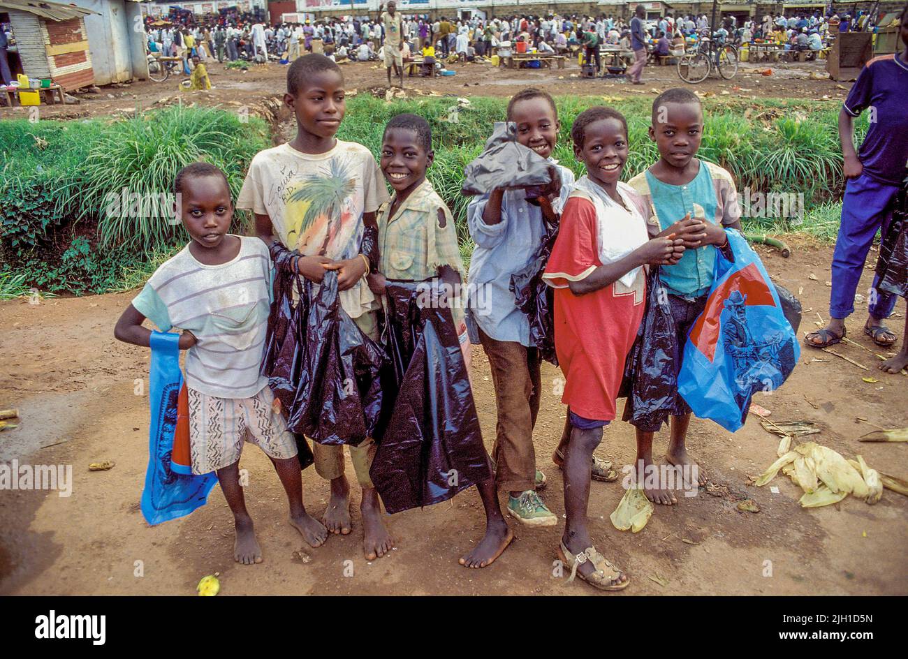 Uganda, Kampala; A group of street children posing Stock Photo - Alamy