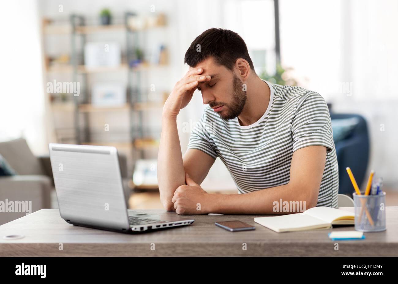 Anxious stressed young hispanic man hi-res stock photography and images ...