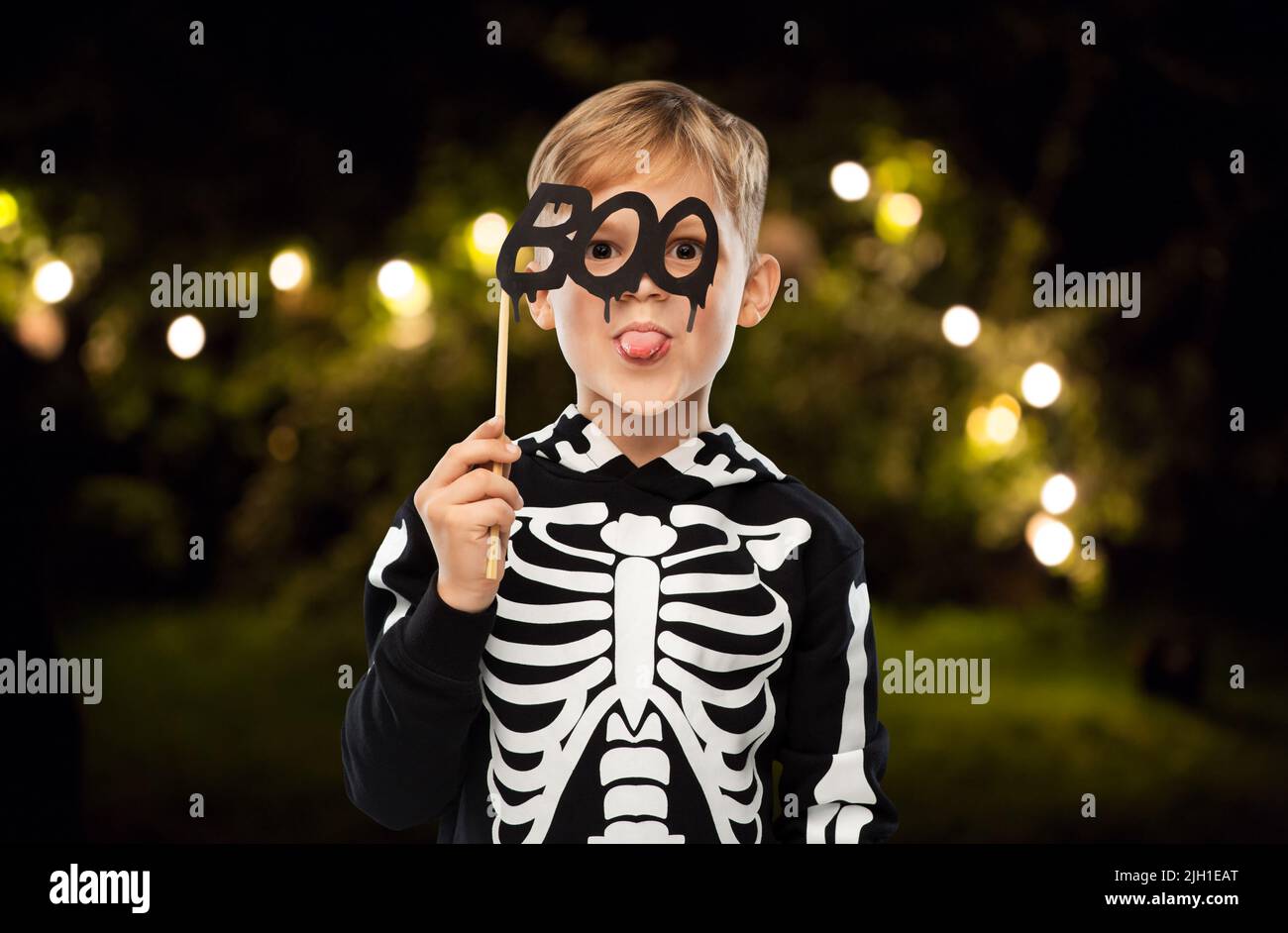 boy in halloween costume of skeleton making faces Stock Photo - Alamy