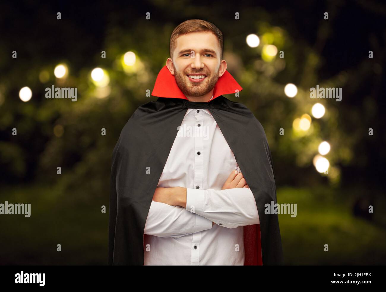 happy man in halloween costume of vampire Stock Photo - Alamy