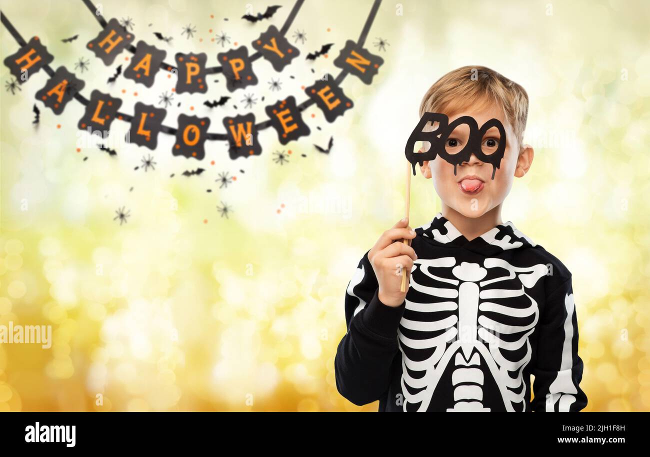 boy in halloween costume of skeleton making faces Stock Photo - Alamy