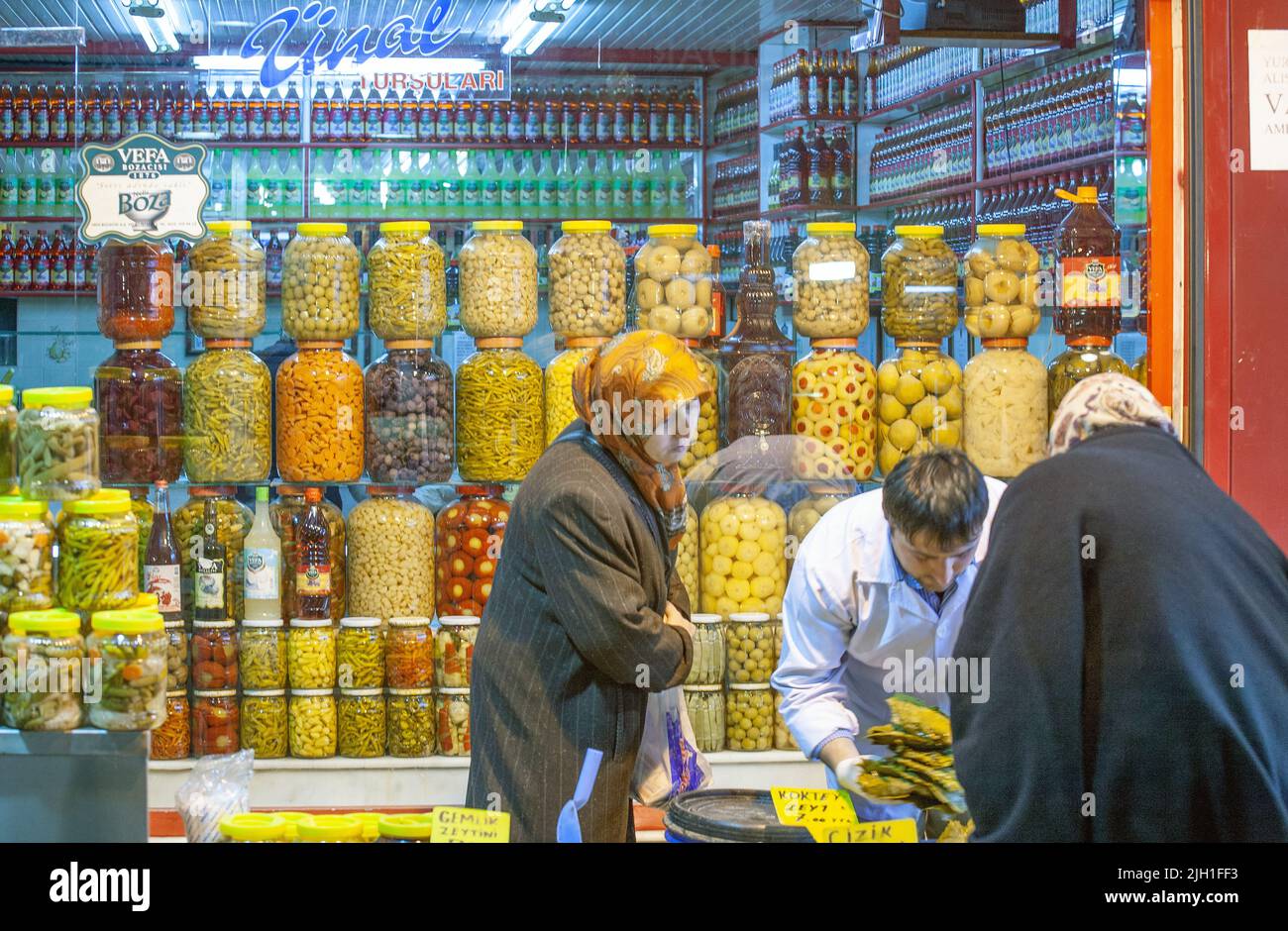 Traditional Turkish pickles of various fruits and vegetables for sale ...