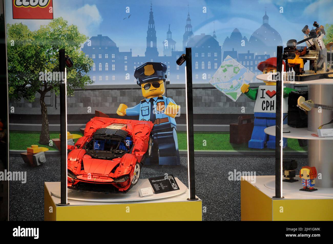 Copenhagen /Denmark/14 July 2022/Lego toys shoppers waiting at Lego ...