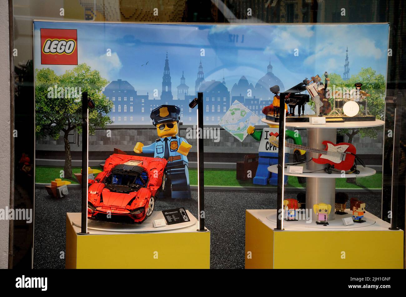Copenhagen /Denmark/14 July 2022/Lego toys shoppers waiting at Lego ...