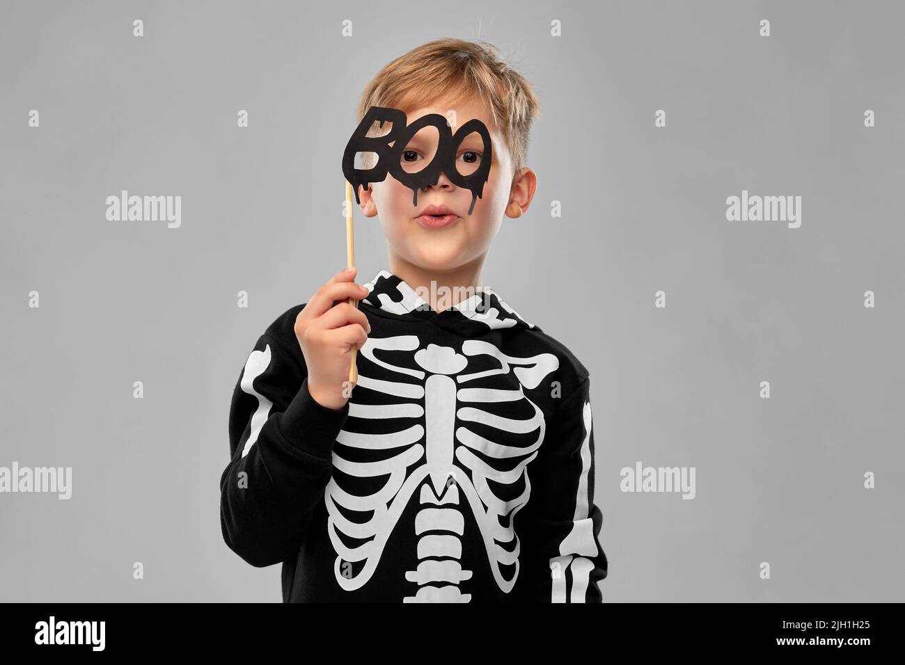 boy in halloween costume of skeleton making faces Stock Photo - Alamy