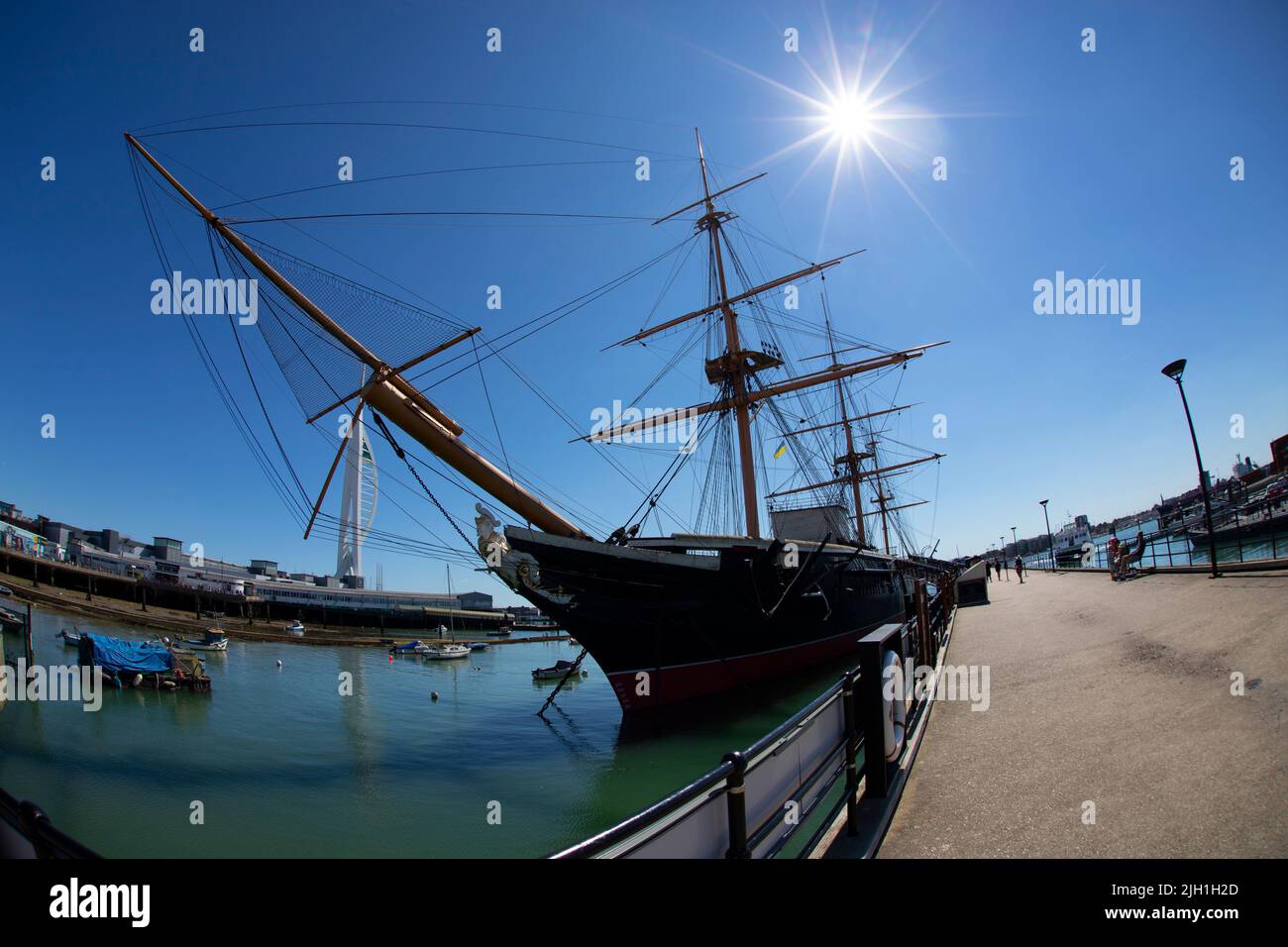Quay, fish eye,lens,HMS Warrior,The National Museum,Heritage,Portsmouth ...