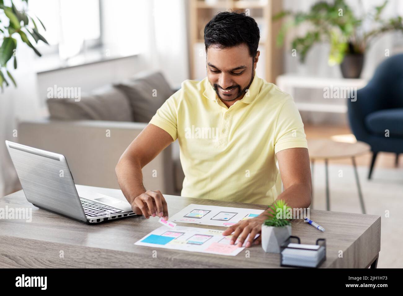 ui designer working on user interface at home Stock Photo - Alamy