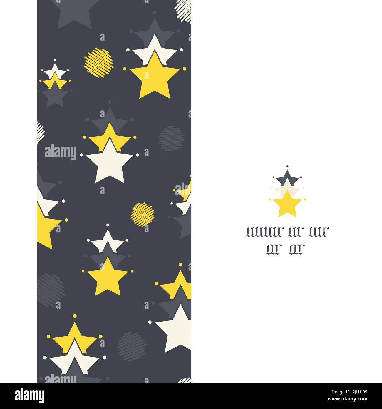 Vector grey yellow abstract stars with balls vertical stripe seamless ...