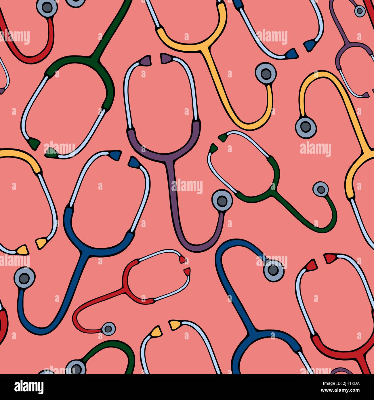 Stethoscope. Medical diagnostic device. Repeating vector pattern ...