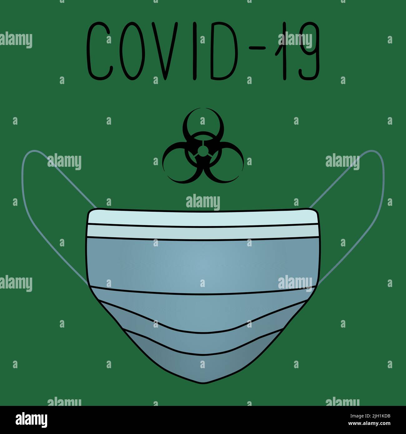 Medical face mask. Biohazard sign. Lettering. Colored vector ...