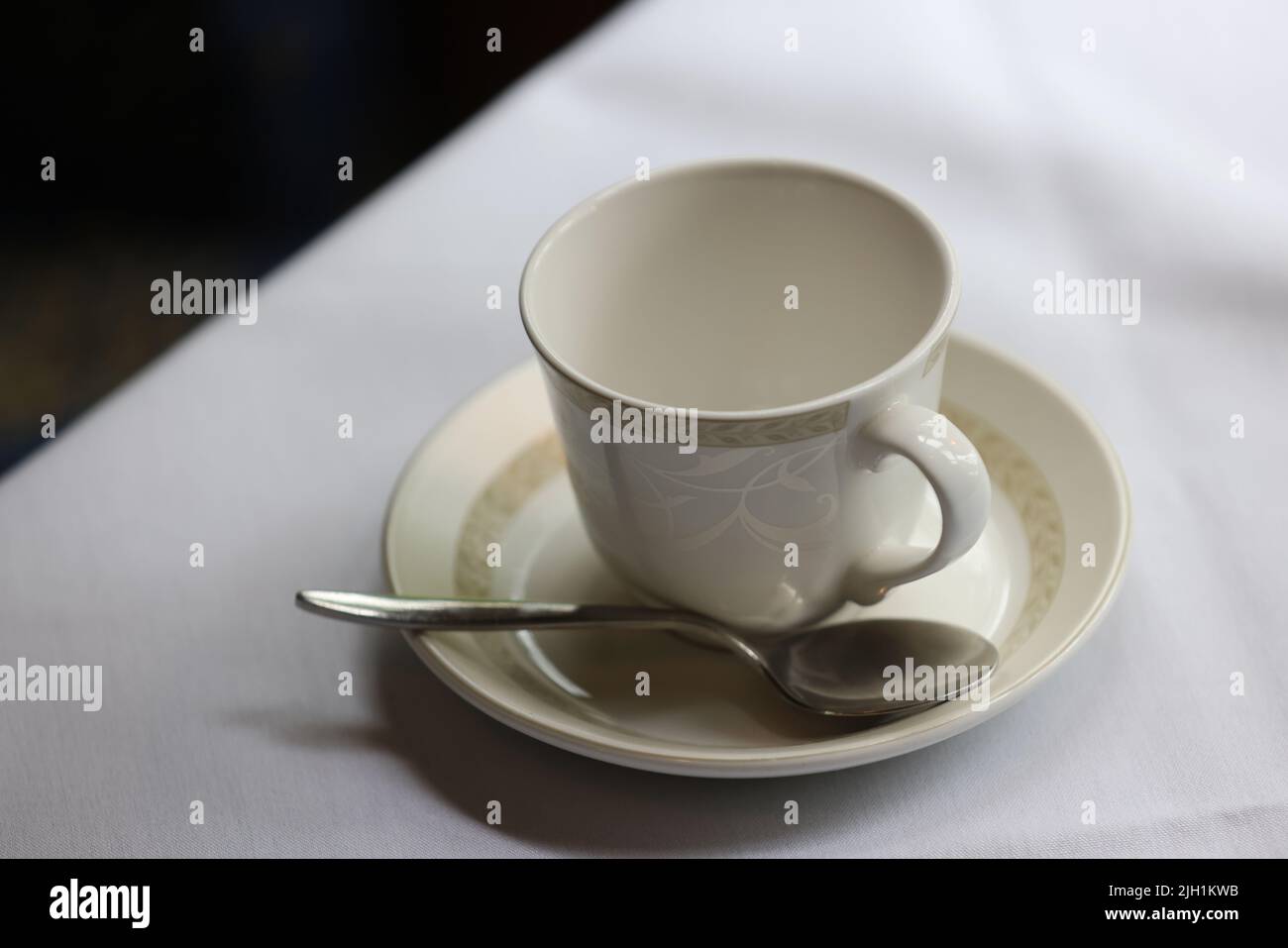 General views of mugs and cups and saucers in a hotel in Sussex, UK ...