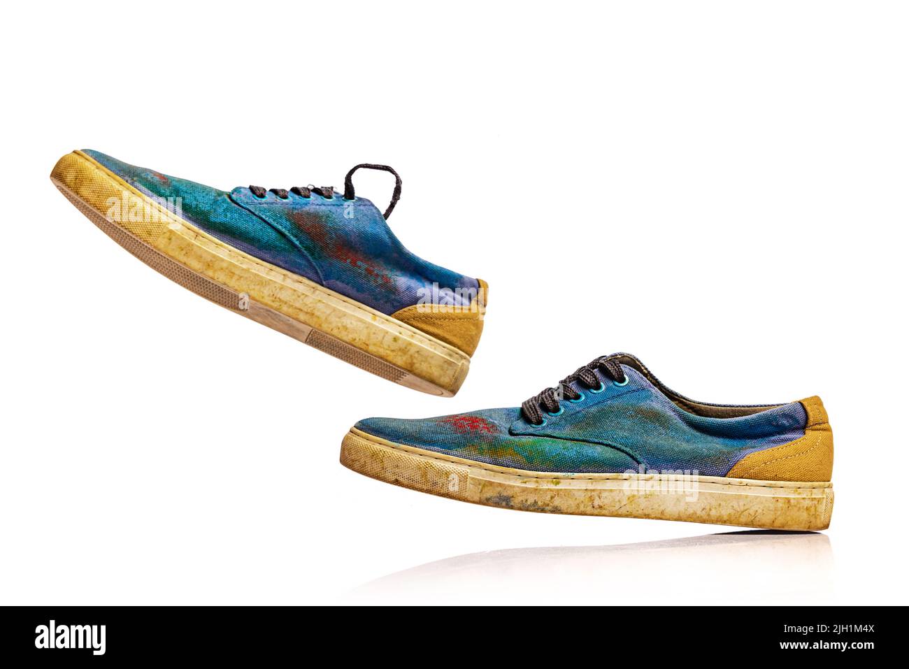 Customised unisex footwear, sneakers isolated on white background ...