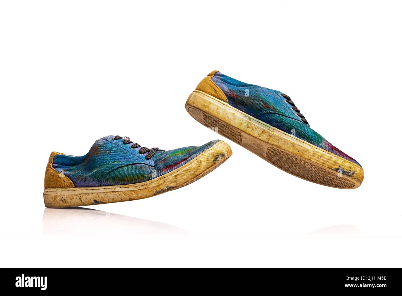 Customised unisex footwear, sneakers isolated on white background ...