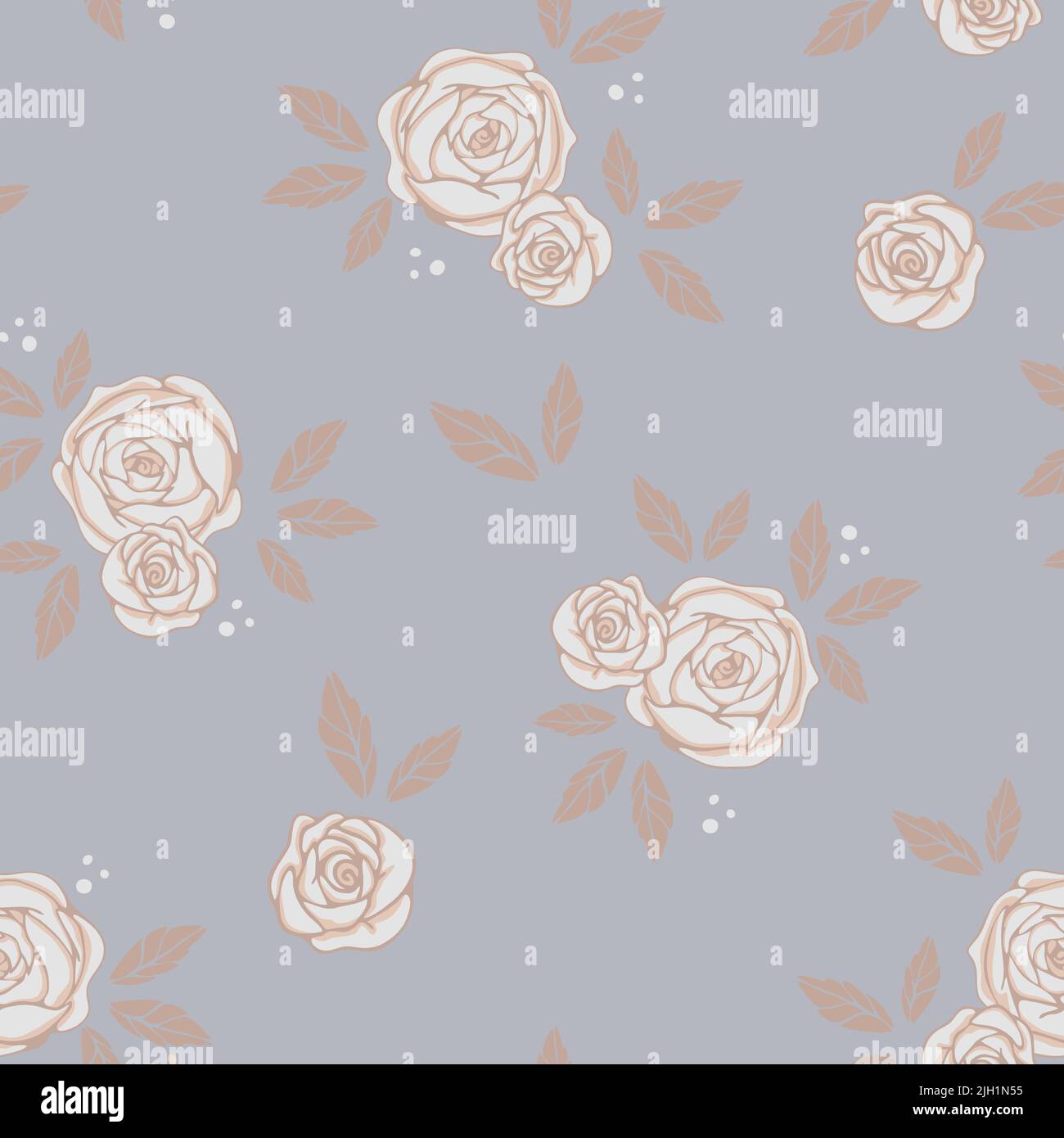 Seamless vector pattern with white roses on pastel blue background ...