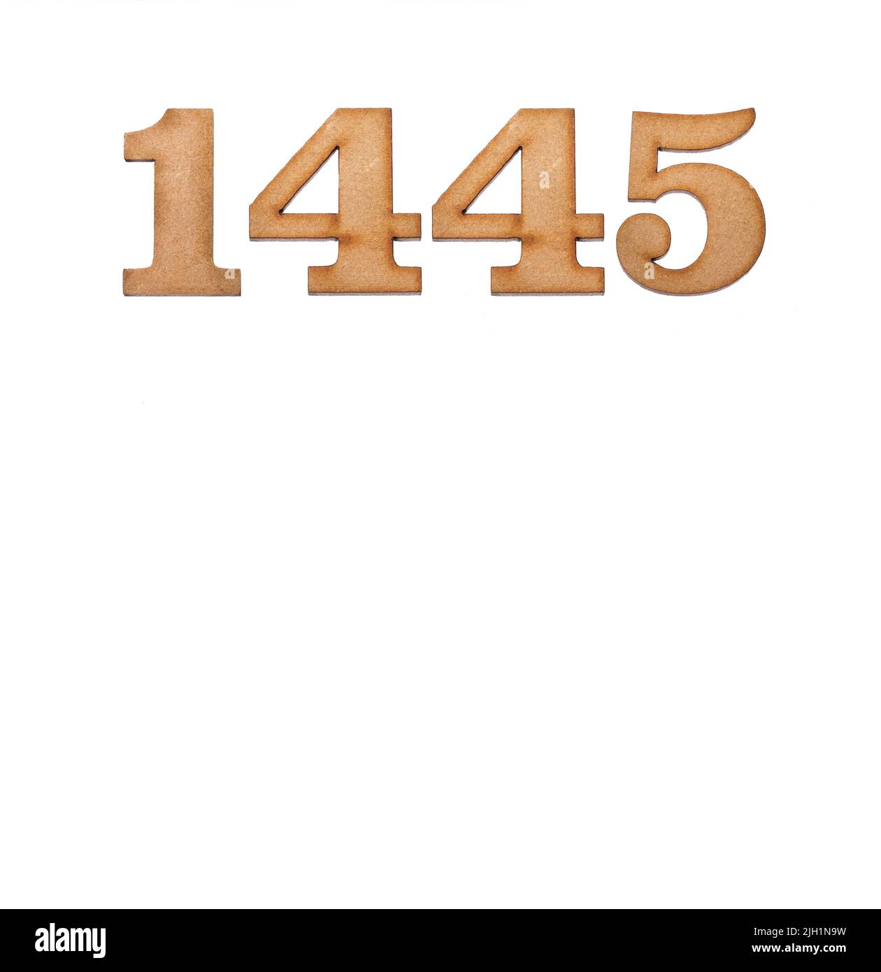 Number 1445 in wood, isolated on white background Stock Photo - Alamy