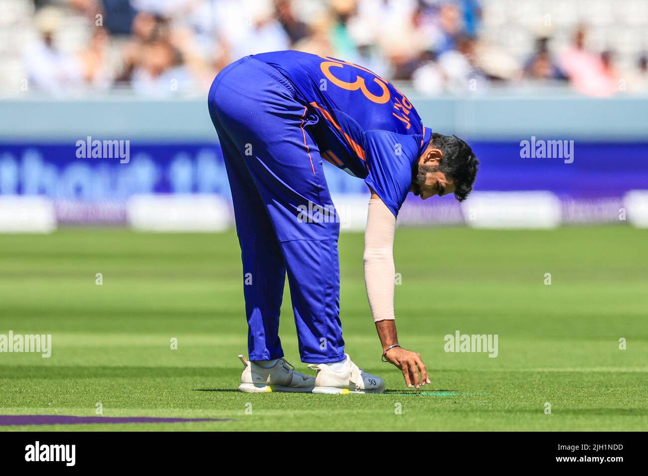 Jasprit Bumrah of India marks his spot for bowling Stock Photo - Alamy