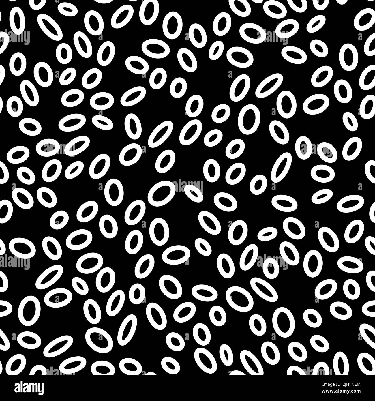Seamless neutral oval pattern. White hand-drawn rings isolated on black ...