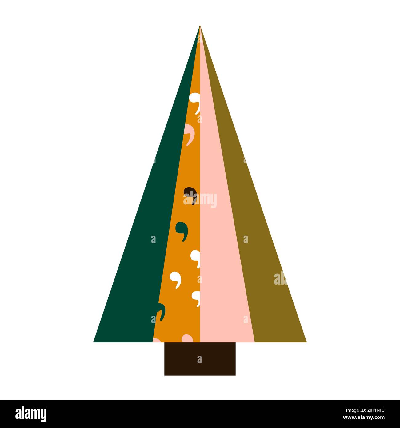 Vector cartoon triangular Christmas tree. Geometric fir tree isolated ...