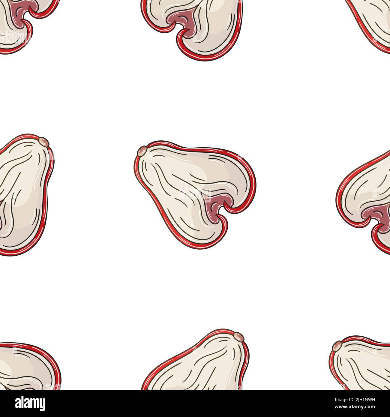 Seamless pattern with tropical fruits. Rose apple, Chom-poo ...