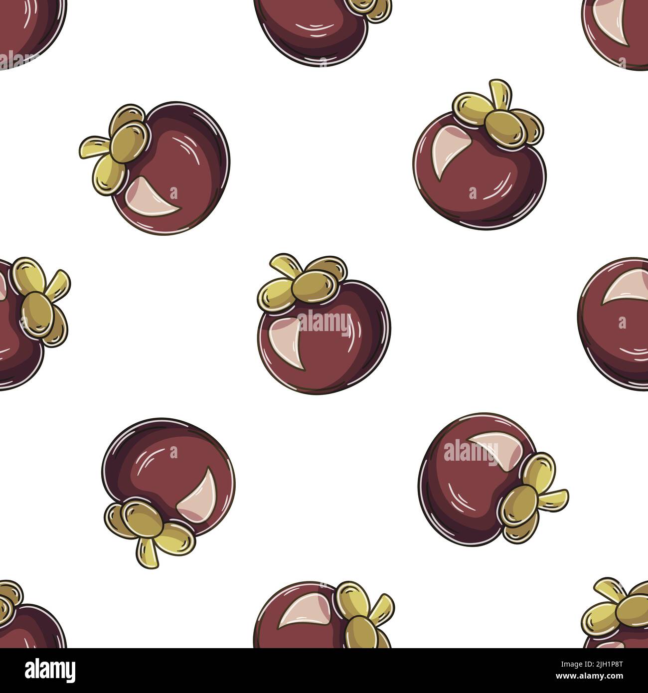 Seamless pattern with tropical fruits. Illustration in hand draw style ...