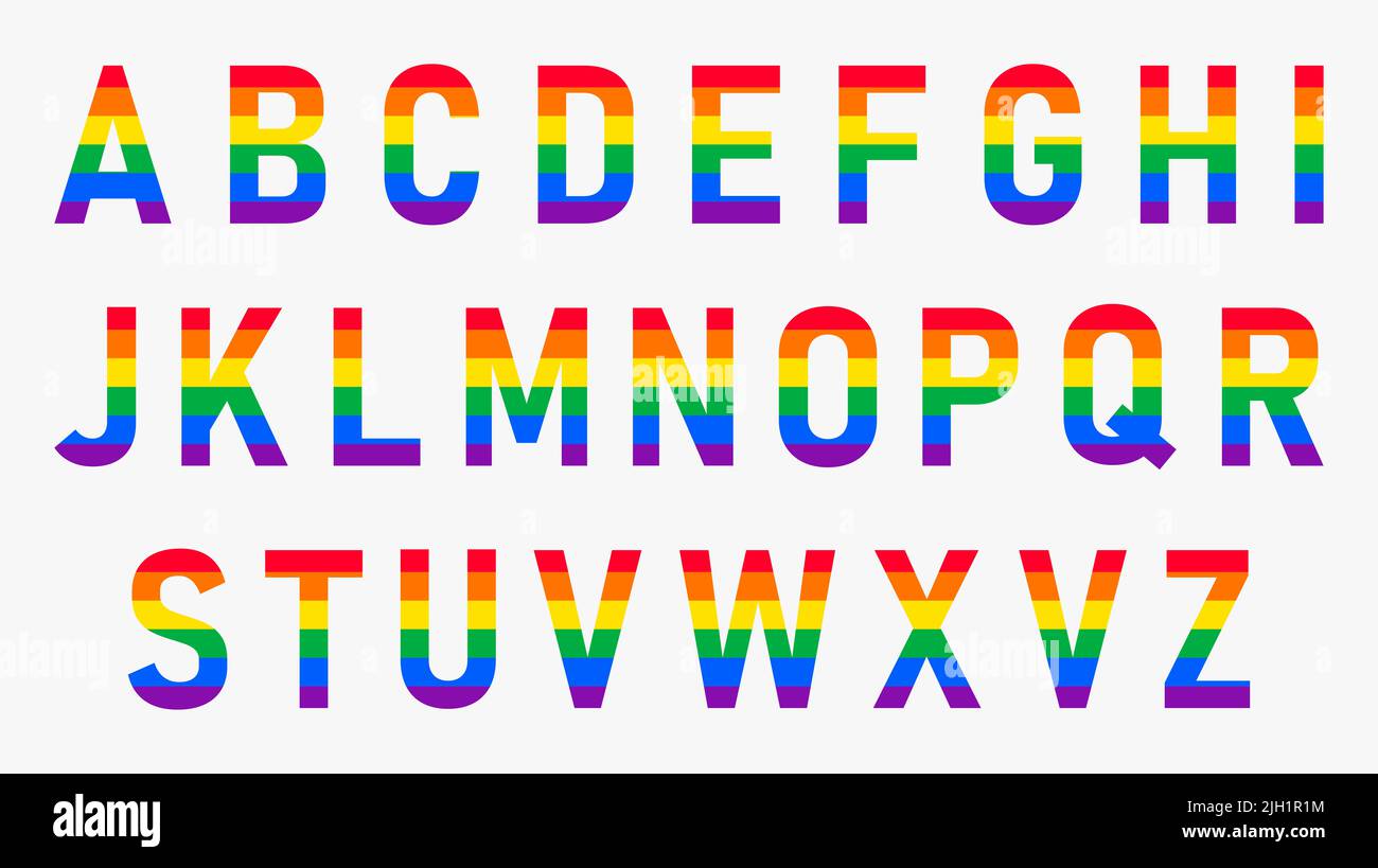 Alphabet with Pride LGBTQ flag pattern. Vector Illustration perfect for ...