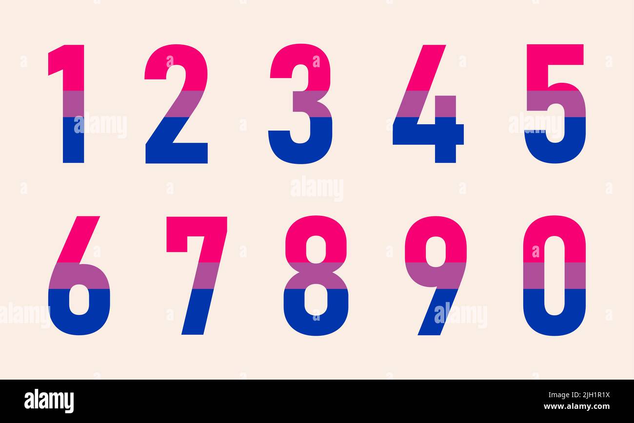 Numbers with Bisexual LGBTQ flag pattern. Vector Illustration perfect ...