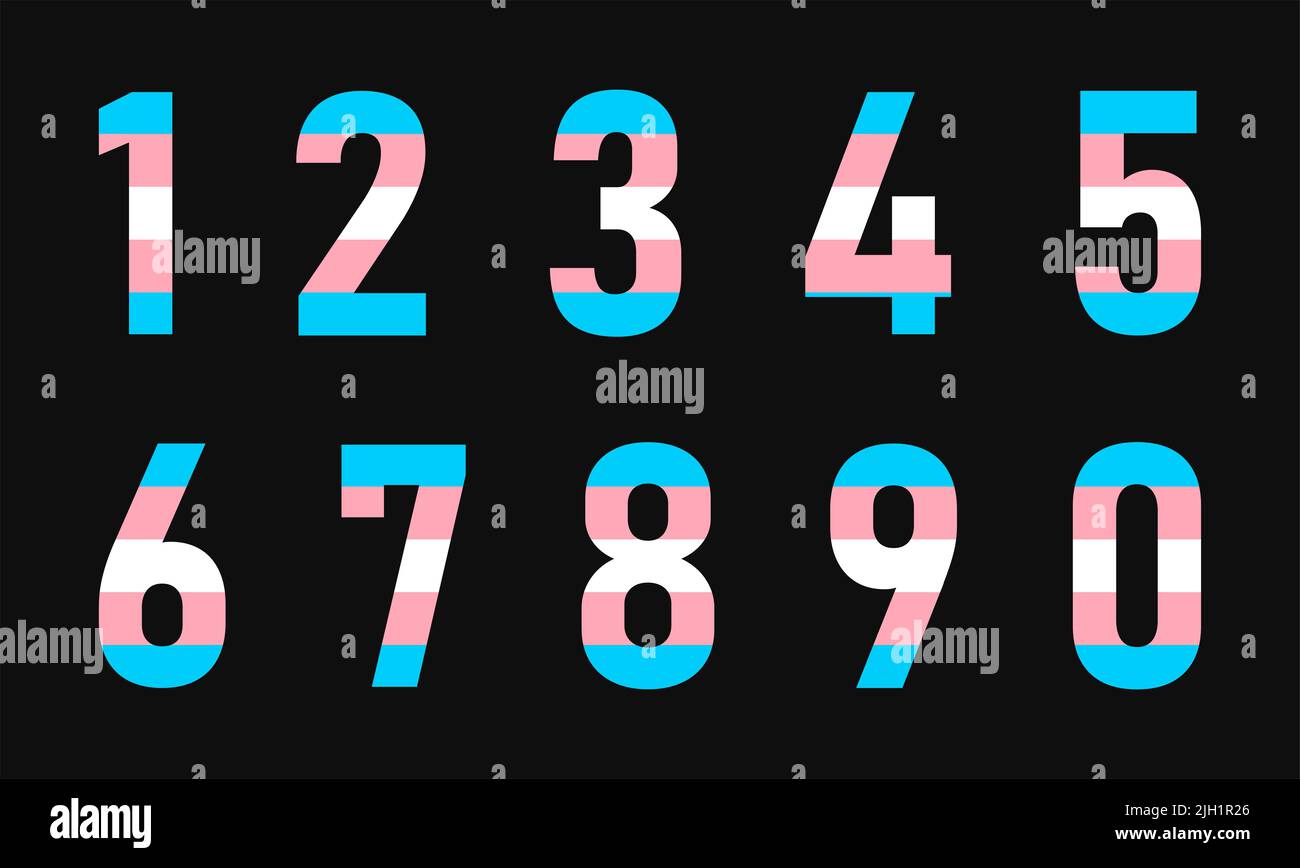 Numbers with Transgender LGBTQ flag pattern. Vector Illustration ...