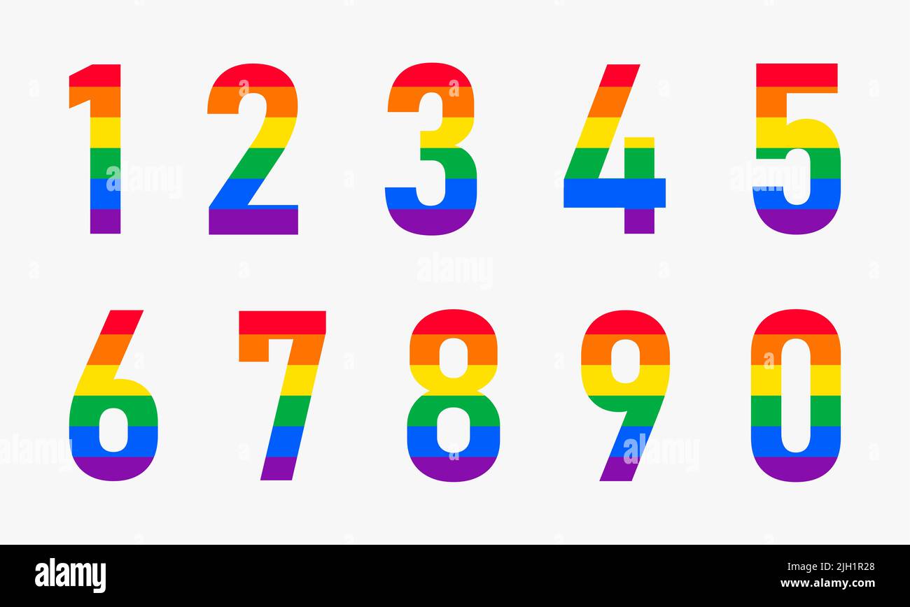 Numbers with Pride LGBTQ flag pattern. Vector Illustration perfect for ...