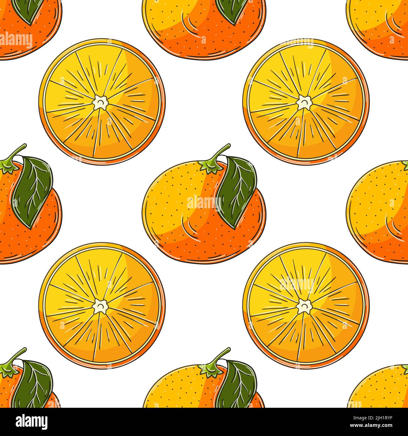 Oranges. Seamless pattern for kitchen, restaurant or shop. Illustration ...