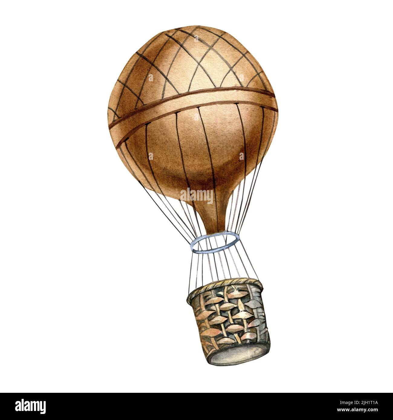 Retro hot air balloon vintage style watercolor illustration isolated ...