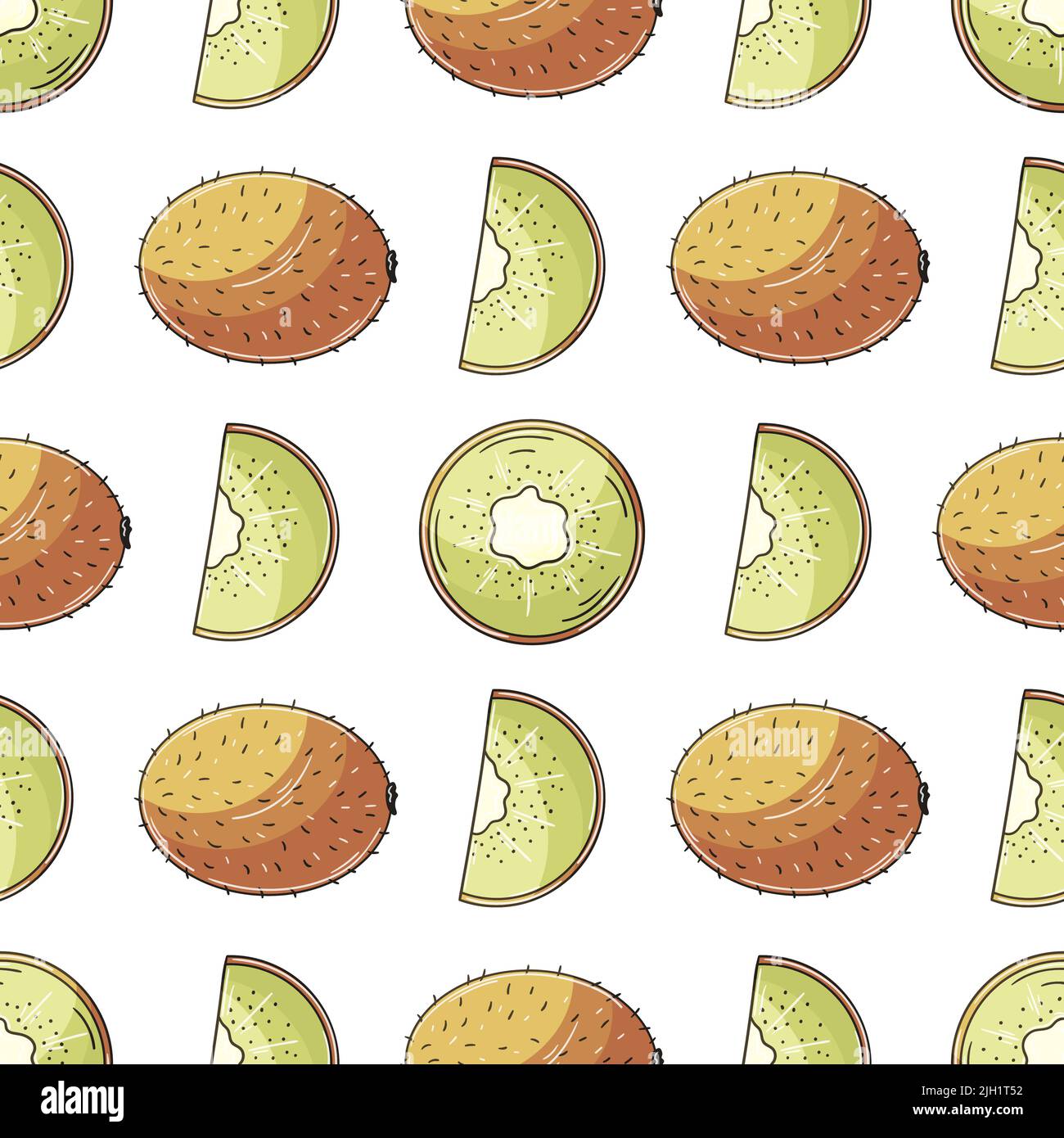 Kiwi. Seamless pattern for kitchen, restaurant or shop. Illustration in ...