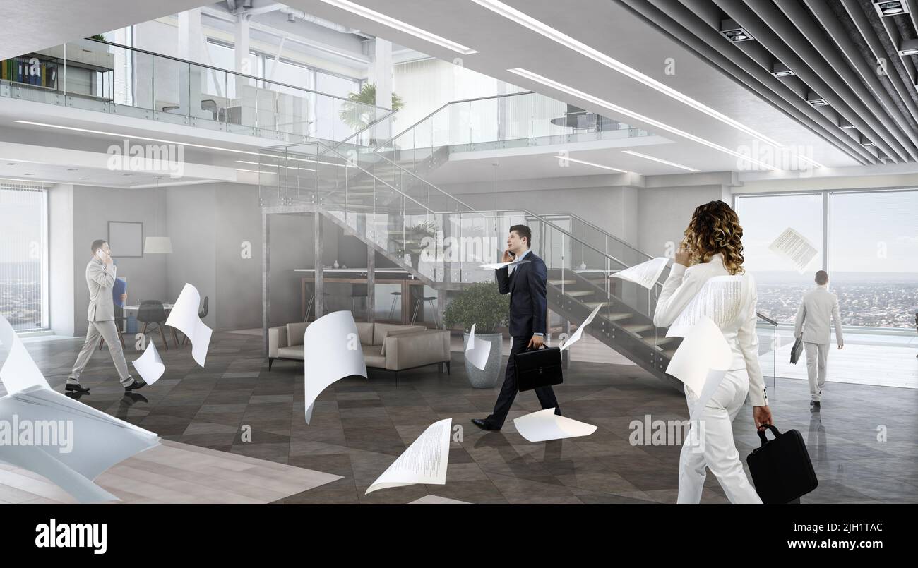Modern business office . Mixed media Stock Photo - Alamy