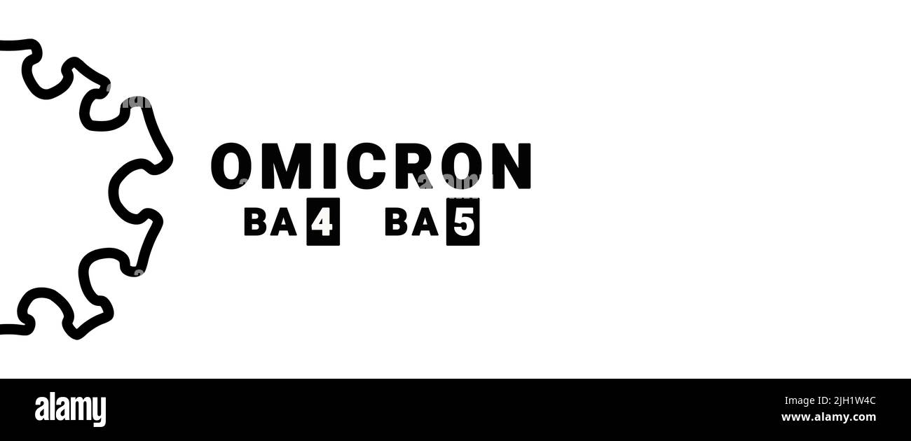 Inscription Omicron Ba4 Ba5 on white background with abstract virus ...